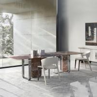 China Personalized Italian Marble Long Dining Table With Gold Metal Legs for sale