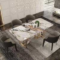 China Personalized Italian Marble Long Dining Table With Gold Metal Legs for sale
