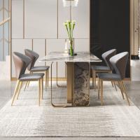 China Personalized Italian Marble Long Dining Table With Gold Metal Legs for sale