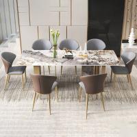 China Personalized Italian Marble Long Dining Table With Gold Metal Legs for sale