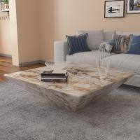 China Sintered Stone Marble Top Coffee Table Rectangle 110x110x35cm Brazil Brown Modern Furniture for sale