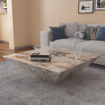 China Sintered Stone Marble Top Coffee Table Rectangle 110x110x35cm Brazil Brown Modern Furniture for sale