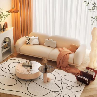 China Modern 3 Seater Flannel Sofa for Living Room Apartment Simple Design 1800mm for sale
