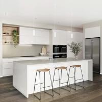 China High Gloss Lacquer Modular Kitchen Cabinets Trendy White Plywood Cupboards for sale