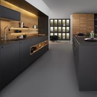 China Modern Matte Acrylic Kitchen Cabinets Luxury Black Melamine Kitchen Wall Cupboards for sale