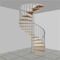 China Indoor Space Saving Spiral Staircase Wood Tread 800-1500mm Stainless Steel 76-114mm for sale