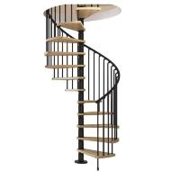 China Indoor Space Saving Spiral Staircase Wood Tread 800-1500mm Stainless Steel 76-114mm for sale