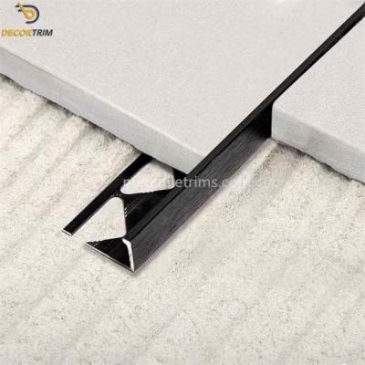 China Decorative 10mm Straight Edge Tile Trim L Shaped Aluminum Trim Black 2.5m for sale