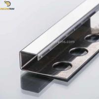 China Square Edge Brushed Stainless Steel Tile Trim 10mm For Decorative for sale