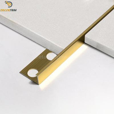 China Bright Gold Ceramic Tile Edging Trim , 10mm L Shaped Edging Strips for sale