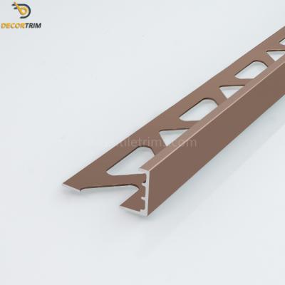 China Matt Rose Gold Aluminum Tile Trim 12mm x 2.5m L Shape Edge Profile for sale