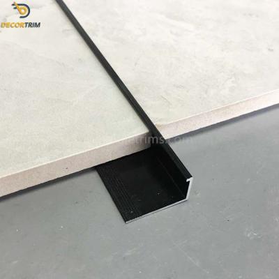 China Anodized Matt Black Aluminium Tile Trim Straight Edge 8mm 10mm 12mm Height 1mm Thickness for sale
