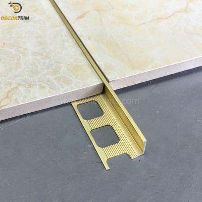 China Light Matt Gold Aluminum Tile Edge Trim 8mm 10mm 12mm Ceramic Edging Strips for sale