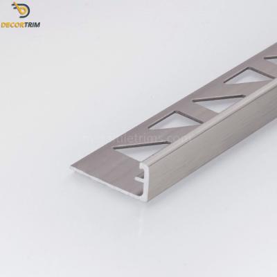 China 8mm L Angle Aluminum Corner Trim for Tile Brush Matt Titanium Finish 2.5m Length for sale