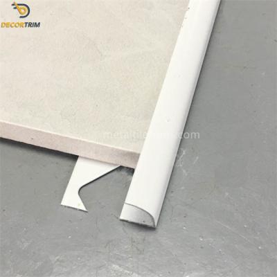 China White Powder Coated Aluminium Quad Round Tile Trim 10mm x 2.5m for sale