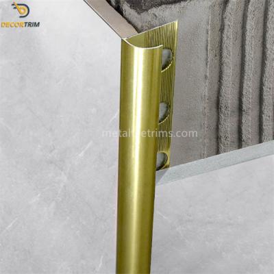 China Polish Gold Bullnosed Aluminium Tile Trim 2.5m x 10mm for Wall Corner Protection for sale