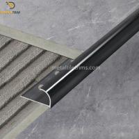 China Bright Black Aluminum Quarter Round Tile Trim 10mm for External Corner Decoration 2.5m for sale