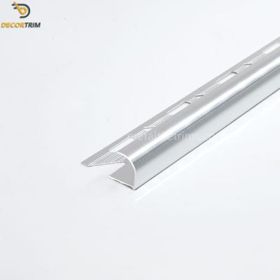 China 11mm Aluminum Tile Edge Protection Strip, Polish Silver Round Trim for Tiles 2.5m for sale