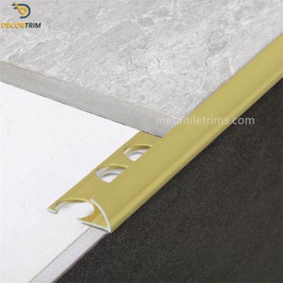 China 12mm x 2.5m Aluminium Tile Edging Strip Anodized Matt Gold External Corner for sale