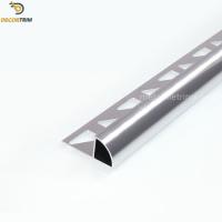 China Quarter Round Bullnose Tile Edging Trim High Gloss Silver 12mm Aluminum Alloy 6063 T5 for sale