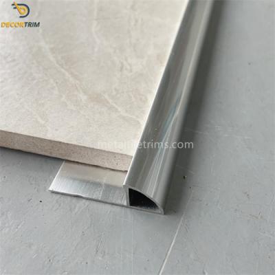 China Quarter Round Bullnose Tile Edging Trim High Gloss Silver 12mm Aluminum Alloy 6063 T5 for sale