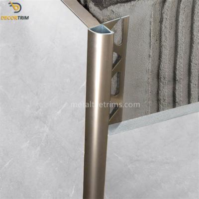 China Aluminium Tile Trim Round Closed Shape 8mm 10mm 12mm x 2.5m with Quarter Round Corners for sale