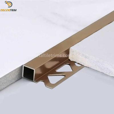 China Aluminum Tile Trim Box Closed Edge Polish Rose Gold 10mm Size 2.5m Length for sale