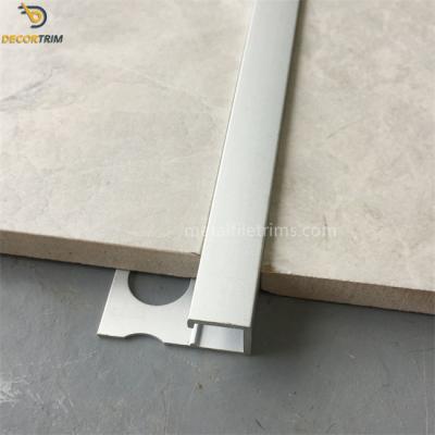 China Anodized Matt Silver Aluminum Tile Trim 9.5mm Square Edge Decorative Edging Strip 2.5m for sale