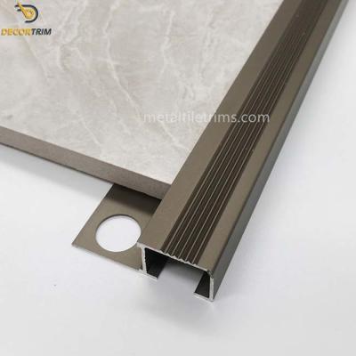 China 10mm Aluminum Stair Nose Tile Edging Trim Anodized Matt Bronze 2.5m for sale