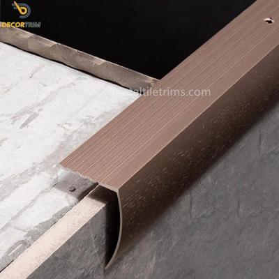 China Bullnose Stair Nosing Tile Trim L Shape 30x44mm 2.5m Shiny Rose Gold Aluminum for sale