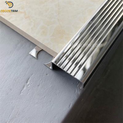China 12mm Brush Stainless Steel 304 Stair Nosing Tile Trim 2.5m Length for sale