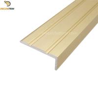 China Aluminum Stair Nosing Tile Trim Anodized Matt Gold 25mm x 10mm L Shape 2.5m for sale