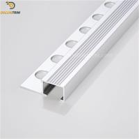 China Aluminum Stair Nosing Box Edge 13mm Height 1mm Thickness Shiny Silver Slip Resistant Tile Trim for sale