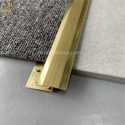 China Z Shape Carpet Transition Strip Shiny Gold Aluminum 27.2mm Width 3m Length for sale