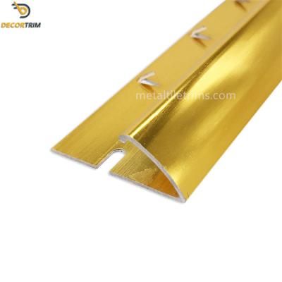 China Aluminum Carpet Transition Strip 9mm Height High Gloss Gold 3000mm Length OEM for sale
