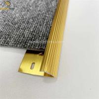 China 7.7x3000mm Self Adhesive Carpet Transition Strip Bright Gold Aluminum 6063 T5 for sale