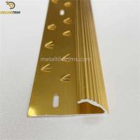 China 7.7x3000mm Self Adhesive Carpet Transition Strip Bright Gold Aluminum 6063 T5 for sale
