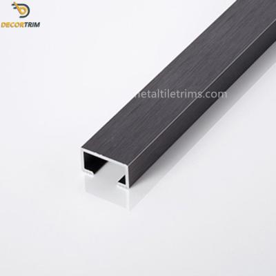China Aluminum U Channel Strip Brushed Matt Black 15mm x 8mm 2500mm Length 6063 T5 for sale