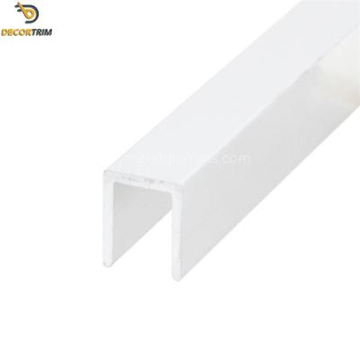 China Aluminum U Channel 8x10mm Flat Decorative Tile to Wall Transition Trim 2500mm Length Anodized Silver for sale