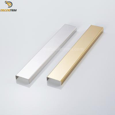China Stainless Steel U Channel Strip 8K Mirror Finish 2500mm Wall Transition Trim for sale