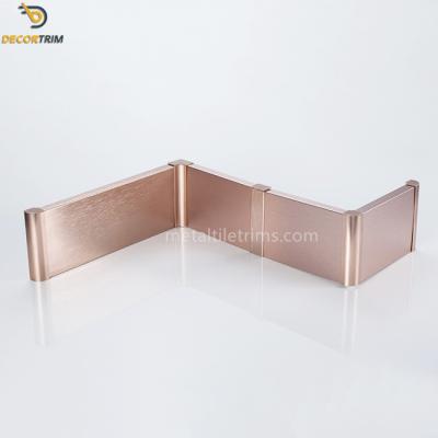 China Rose Gold Aluminum Skirting Board Profiles 60mm 80mm 100mm Decorative Baseboard for sale