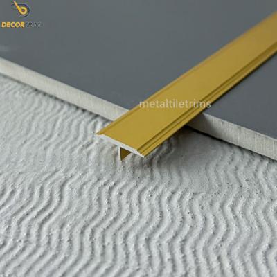 China Anodized Matt Gold Aluminum T Shaped Transition Strip 2.5m Flooring Trim for sale