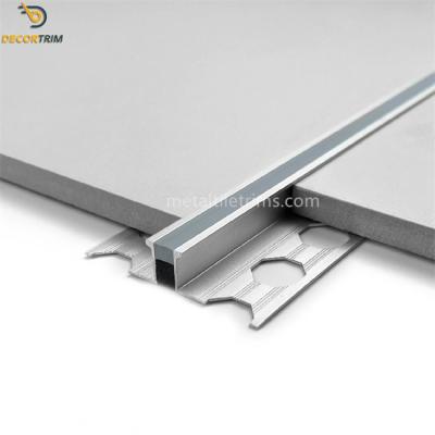 China 10mm Satin Aluminum Expansion Joint Profile 6063 T5 with Rubber Insert for sale