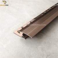 China Aluminum 6063 Flooring to Carpet Transition Strip 3000mm Shiny Coffee Self Adhesive for sale
