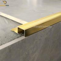 China 13mm Box Shape Shiny Gold Aluminum Stair Nosing Tile Trim 6063 T5 2.5m for sale