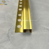 China 13mm Box Shape Shiny Gold Aluminum Stair Nosing Tile Trim 6063 T5 2.5m for sale