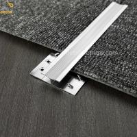 China Self Adhesive Aluminum Carpet Transition Strip 27.2mm Shiny Silver with Grippers for sale