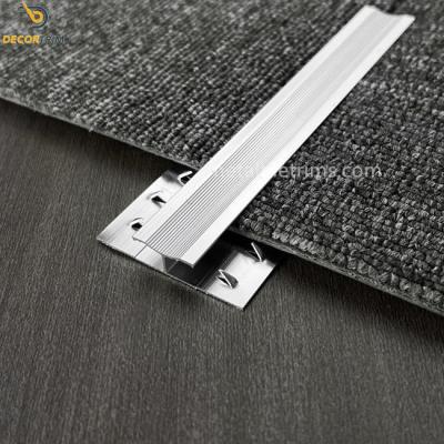 China Self Adhesive Aluminum Carpet Transition Strip 27.2mm Shiny Silver with Grippers for sale