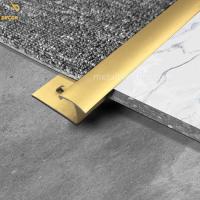 China 6063 T5 Aluminum Carpet Transition Strip 3000mm Wood Floor to Carpet Reducer Matt Gold for sale