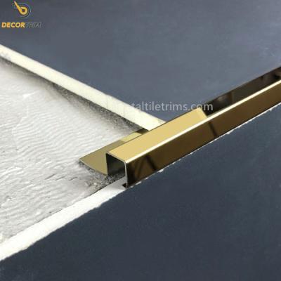 China Custom Stainless Steel Tile Trim 10x10mm High Gloss Gold Square External Edge for sale
